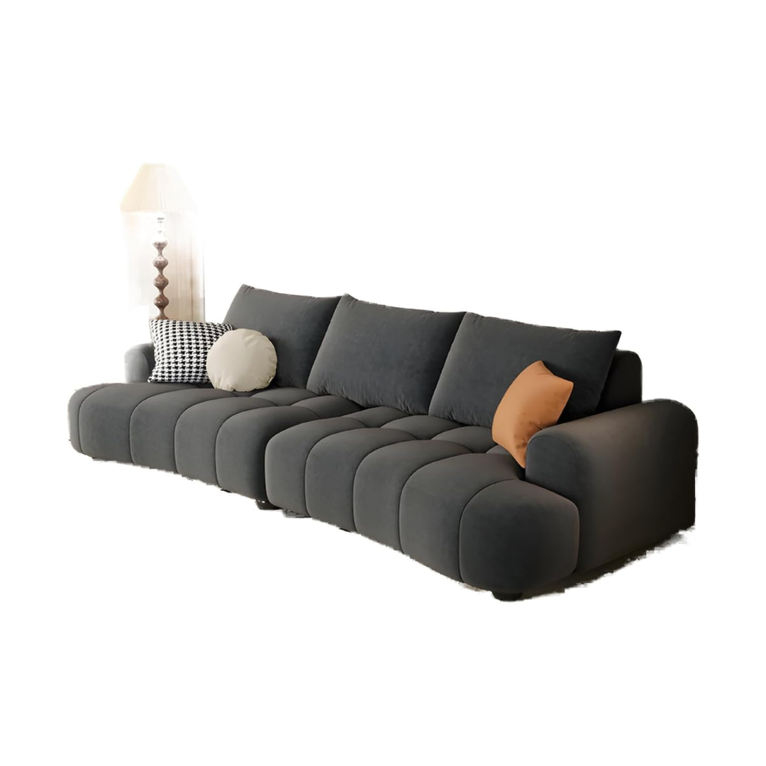 Comfynest Modern Recessed Arm Sofa With Bolster Pillows for Living Room ...